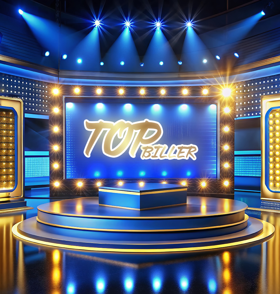 Game Show Set Design: Bright Stage with Empty Left Side for Hos ...